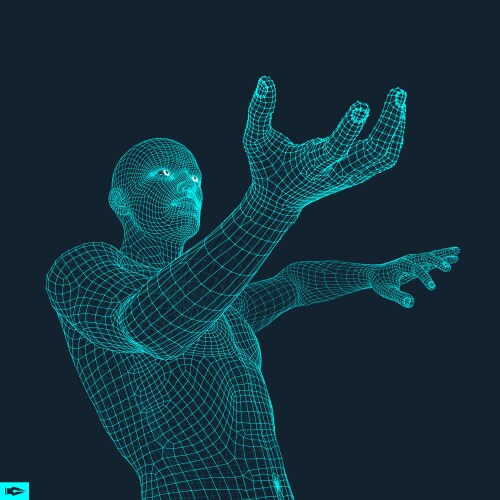 Walking man 3d human body model design element Vector Image