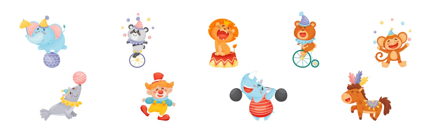 Amusing circus animal performing trick and stunt Vector Image