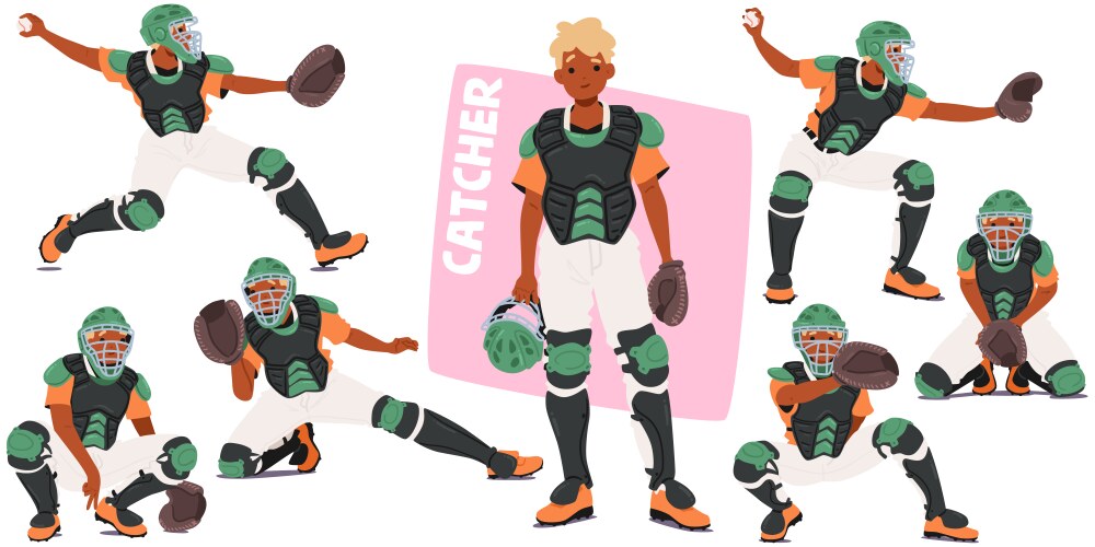 Cartoon baseball players in various actions Vector Image