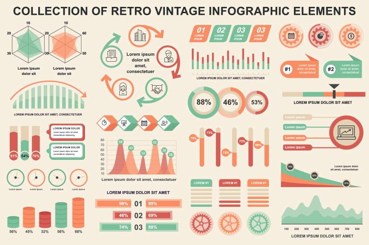 Bundle vintage infographic elements data Vector Image