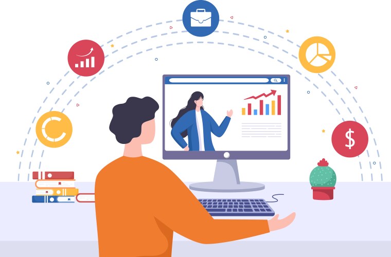 Online courses cartoon set Royalty Free Vector Image