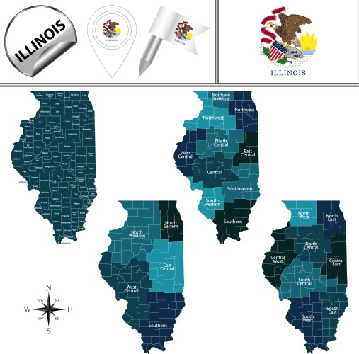 Map of chicago with community areas Royalty Free Vector