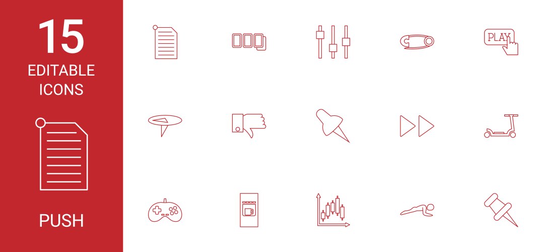 8 push icons Royalty Free Vector Image - VectorStock