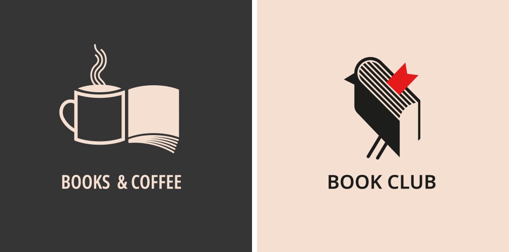 Minimalist book reading and writing logo minimal Vector Image