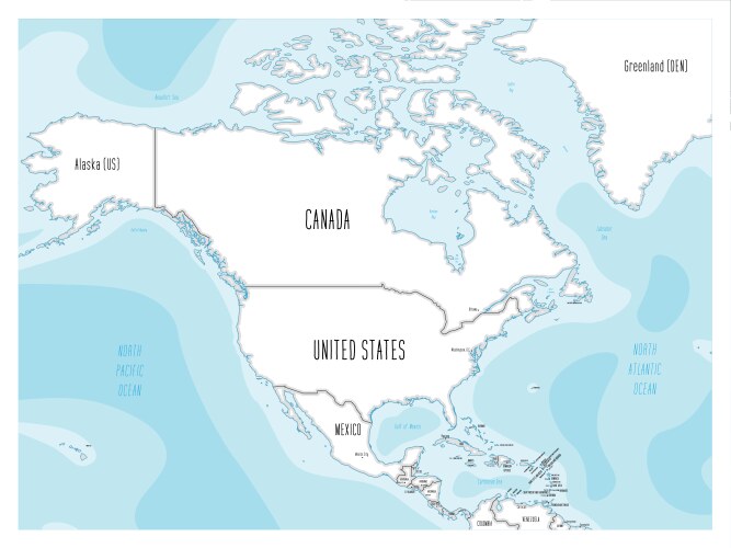 North america map - hand-drawn cartoon style Vector Image