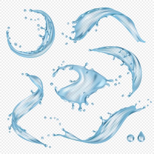 Set water splashes and flows Royalty Free Vector Image