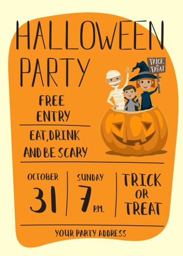 Halloween party invitation design with kids Vector Image