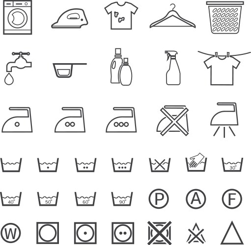 Laundry guide washing icons set Royalty Free Vector Image
