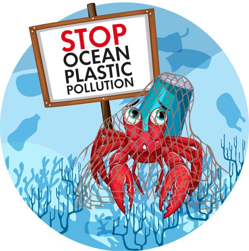 Poster design with no plastic pollution Royalty Free Vector