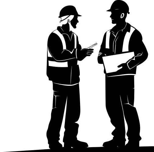 Technical tandem paper holding engineers logo Vector Image