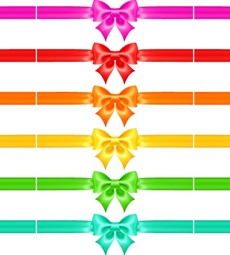 Bows with ribbons of cool colors Royalty Free Vector Image