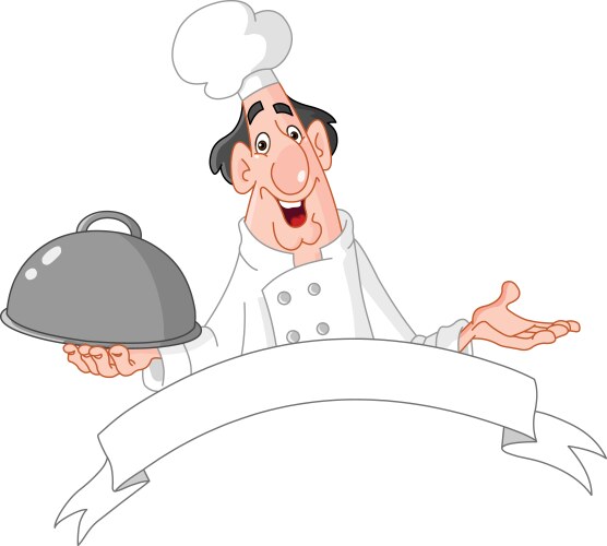 Chef cartoon with blank sign Royalty Free Vector Image