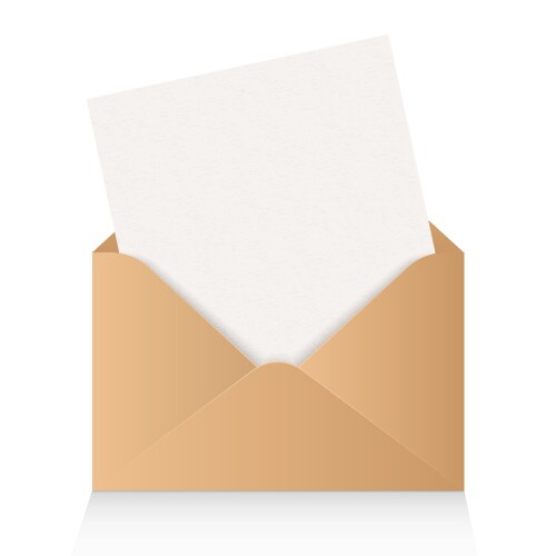 Open craft envelope with handwritten paper letter Vector Image