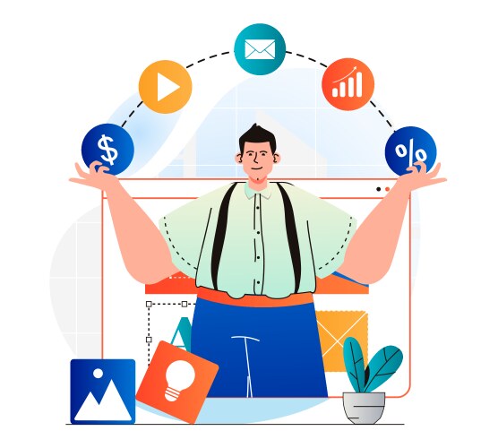 Business target concept in modern flat design Vector Image