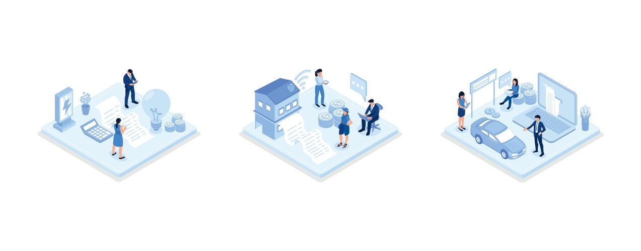 Sustainability set characters calculating Vector Image