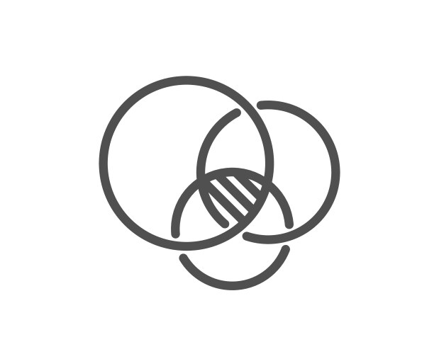 Euler diagram line icon eulerian circles sign Vector Image