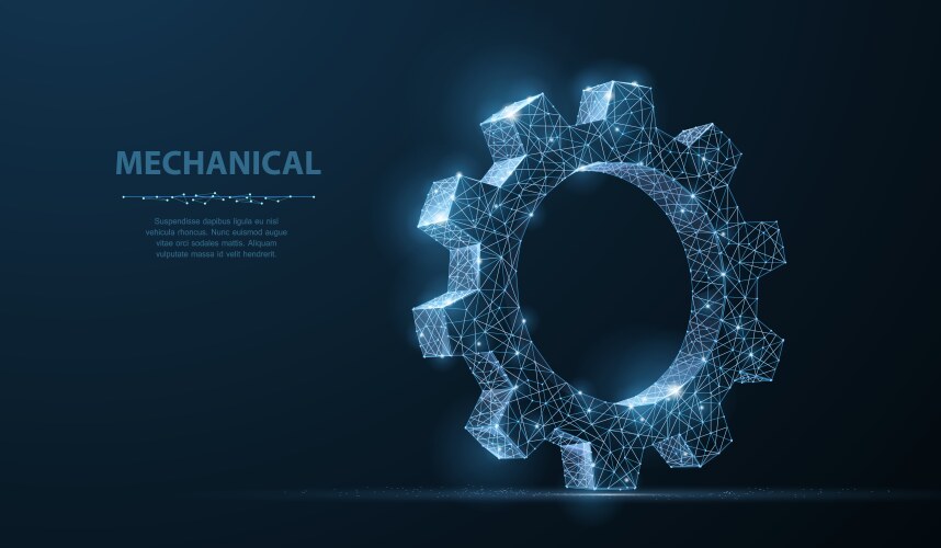 Gears abstract wireframe two gear 3d Royalty Free Vector