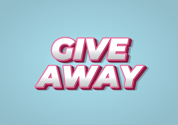 Give away text effect in 3d style with eye Vector Image