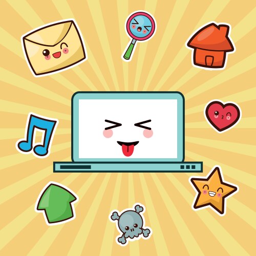 Kawaii cartoon technology and social media Vector Image