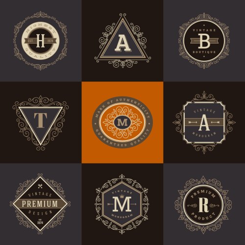 Monogram logo set Royalty Free Vector Image - VectorStock