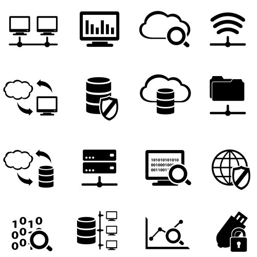 Big data cloud computing icons Royalty Free Vector Image