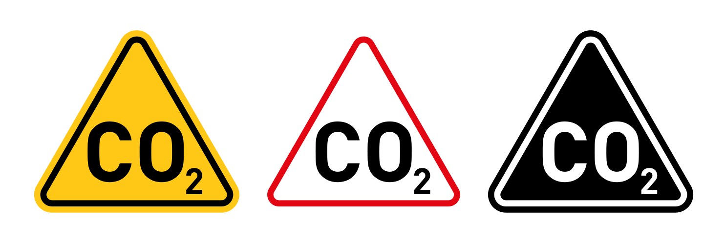 Co2 warning sign icon set alert for carbon Vector Image