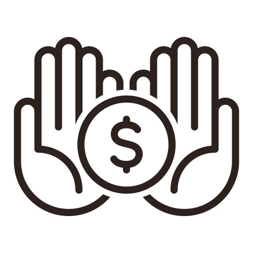 Hands and dollar coin save money icon Royalty Free Vector