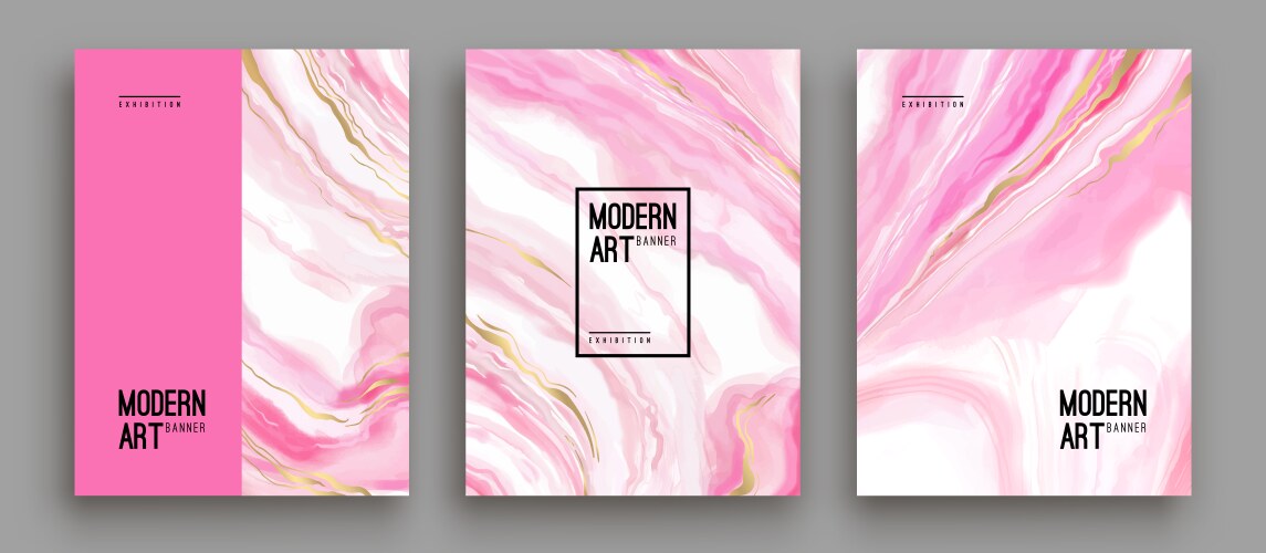 Luxury flyer template with alcohol ink painting Vector Image