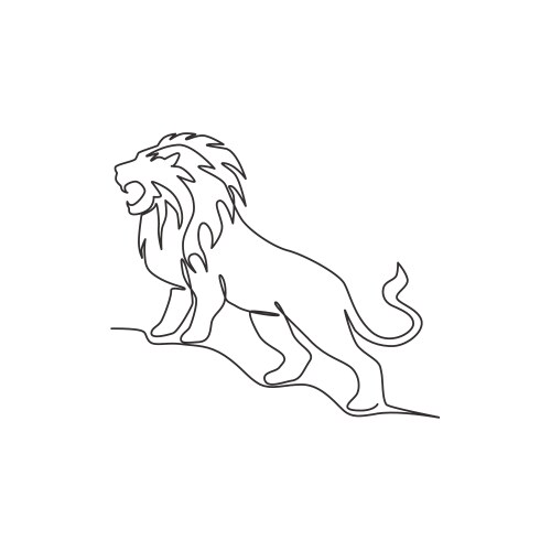Young lioness with lion cub one line drawing Vector Image