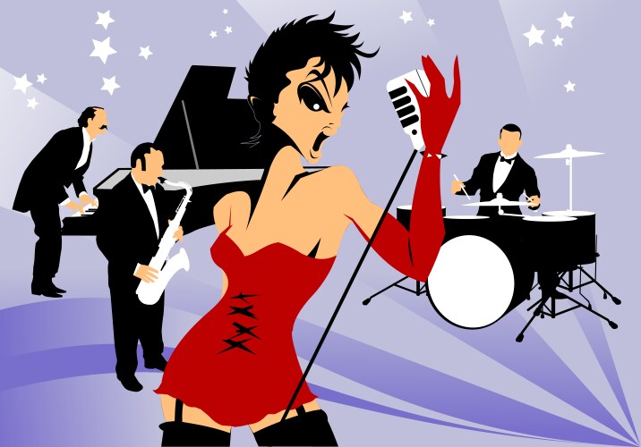 Woman singer in a band Royalty Free Vector Image