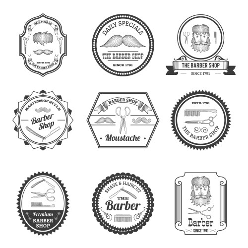 Gentleman barber shop labels Royalty Free Vector Image