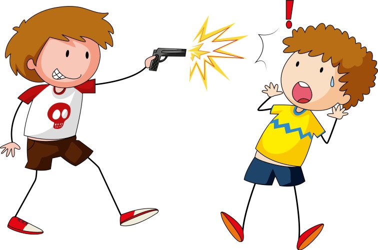 Two boy fighting each other Royalty Free Vector Image