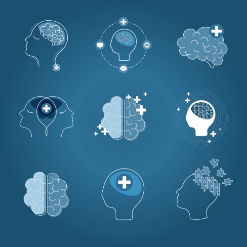 Mental health symbols Royalty Free Vector Image