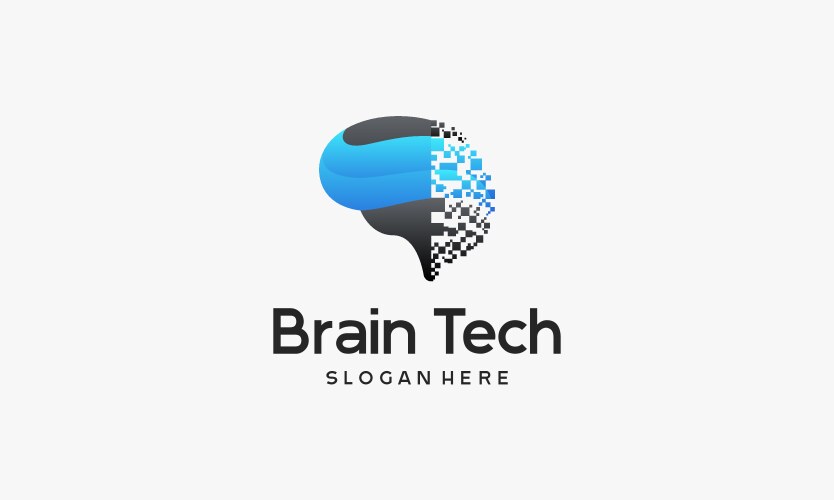 Brain tech logo designs mind technology Royalty Free Vector