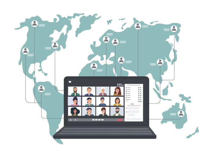 Colleagues from different countries work together Vector Image