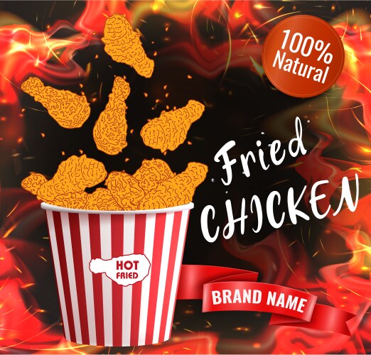 Fried chicken meat fast food menu design elements Vector Image