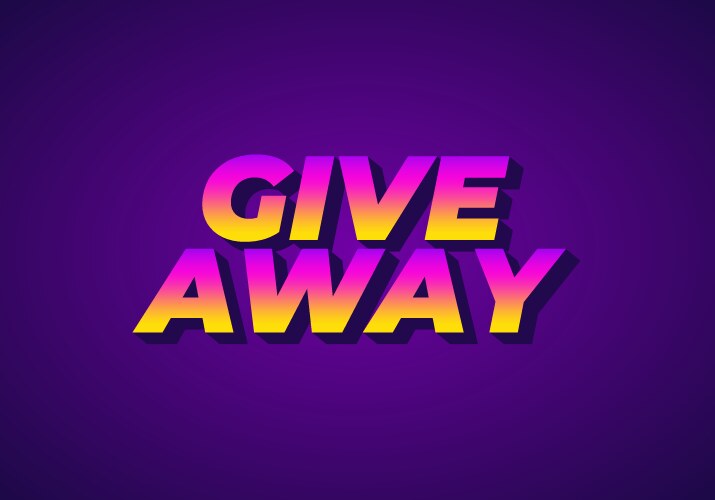 Give away text effect in 3d style with eye Vector Image