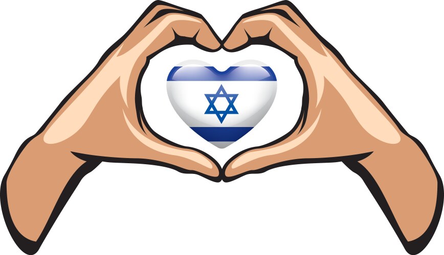 Israel flag and hand on white background Vector Image