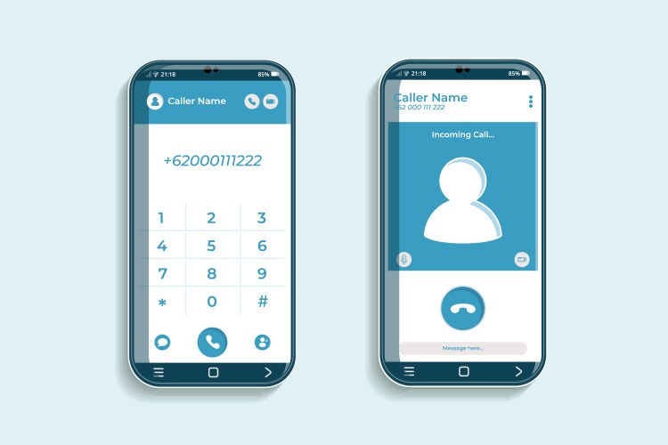Gradient phone call screen interface Royalty Free Vector