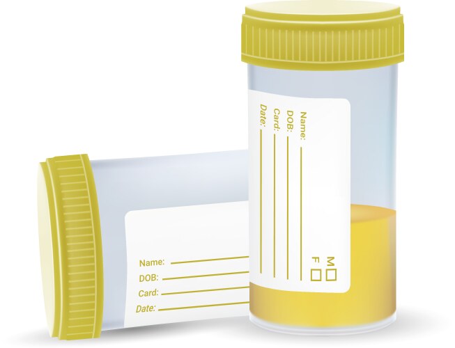 Cute funny urine analysis character hand Vector Image