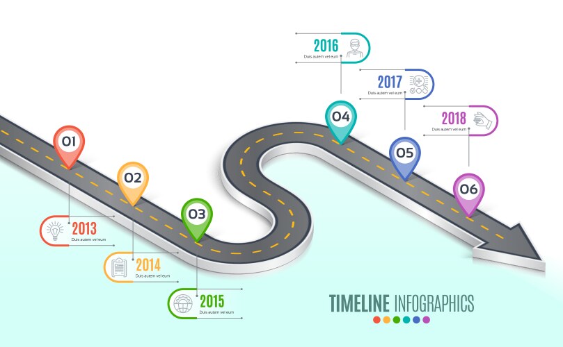 Road route infographic line with step-by-step plan