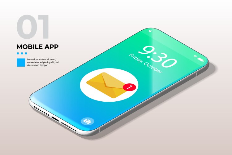 Modern mobile cell phone on colorful background Vector Image