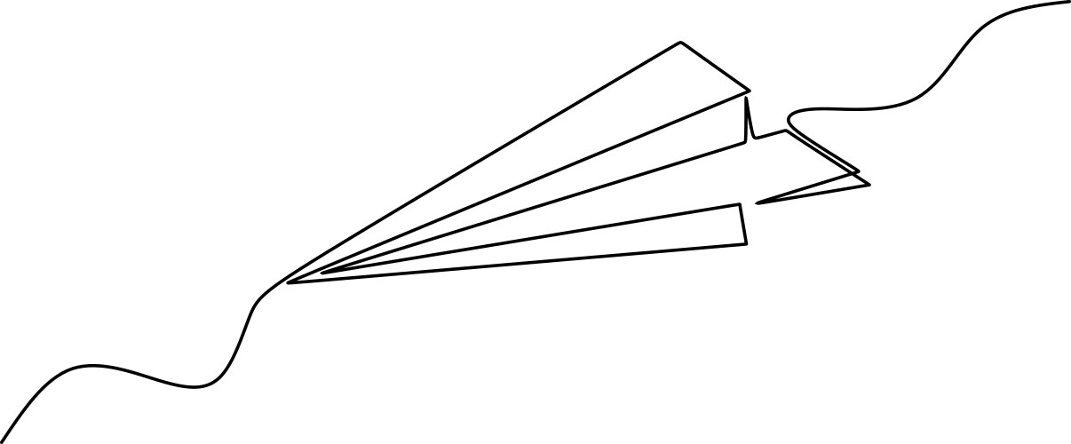 Paper plane continuous one line drawing Royalty Free Vector