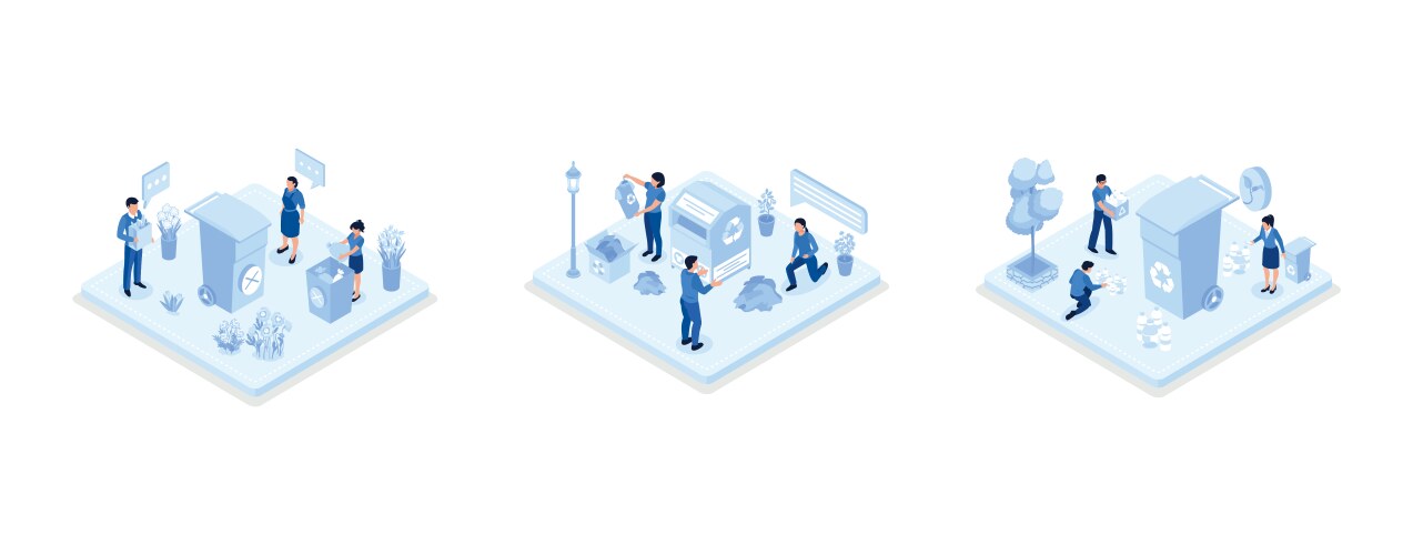 Sustainability characters reducing food waste Vector Image