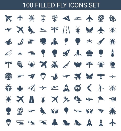 100 fly icons Royalty Free Vector Image - VectorStock