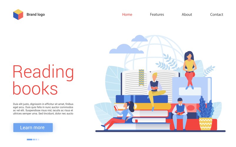 Reading concept with isometric style books Vector Image