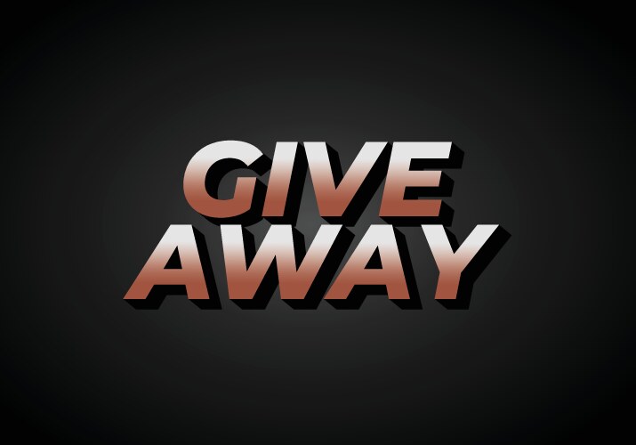 Give away text effect in 3d style with eye Vector Image