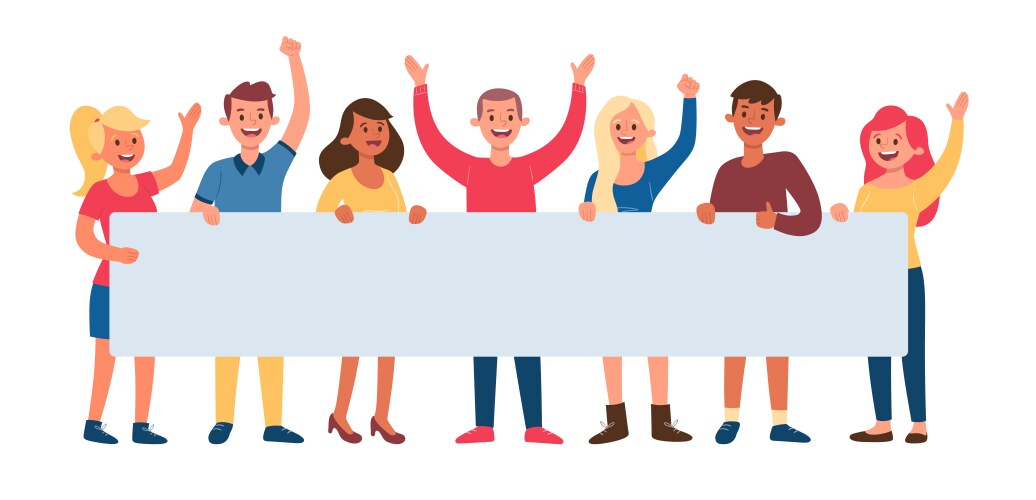 Group multi ethnic men holding empty board Vector Image