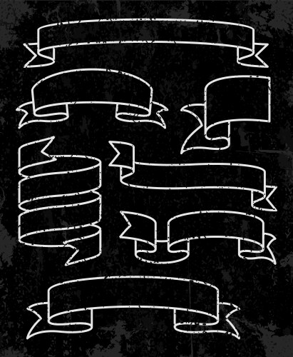 Chalkboard banner and ribbon design set Royalty Free Vector