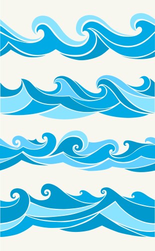Set of seamless patterns with stylized waves Vector Image